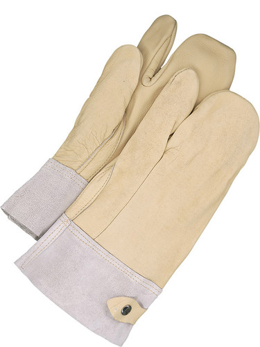 Premium Grain Leather 1 Finger Chainsaw Mitt w/Snap Gauntlet - Pack of ...