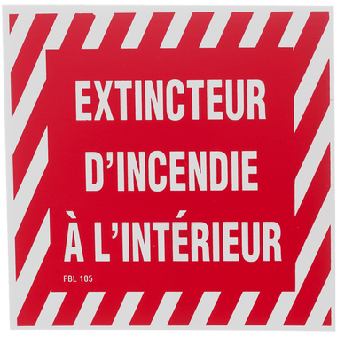 Vinyl Self Adhesive Sign - "Extincteur D'Incendie a L'Interieur" - 4" x ...