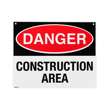 Rigid Plastic Sign - Danger Construction Area - 10" x 8" - Safety ...
