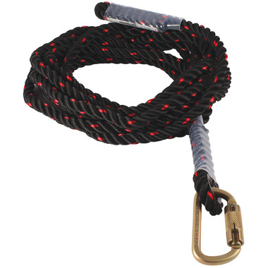 Dynamic Vertical Rope Lifeline with Carabiner - Polyester - 25FT ...