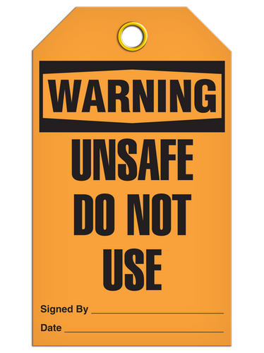Warning Unsafe Do Not Use Tag PKG/25 TG4006