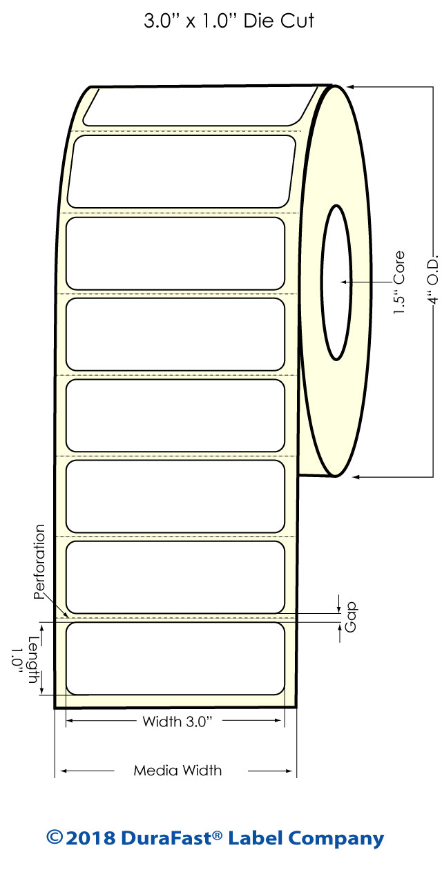 TM-C3500 3" x 1" (1A) Chemical Inkjet Labels 950/Roll