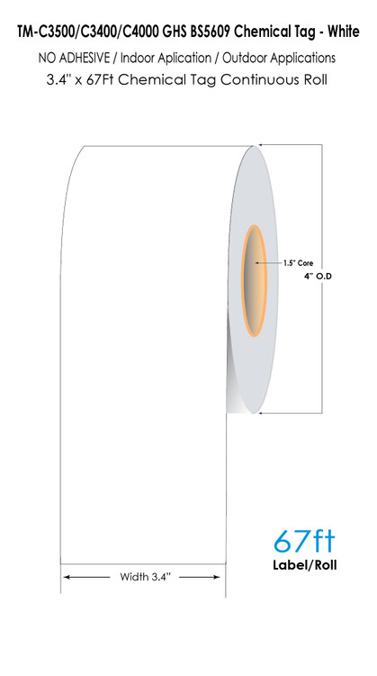TM-C3500 3.4" x 67 Ft Chemical Tag Roll