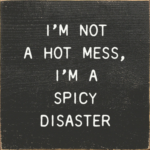 I'm Not A Hot Mess, I'm A Spicy Disaster | Funny Wooden Signs | Sawdust ...