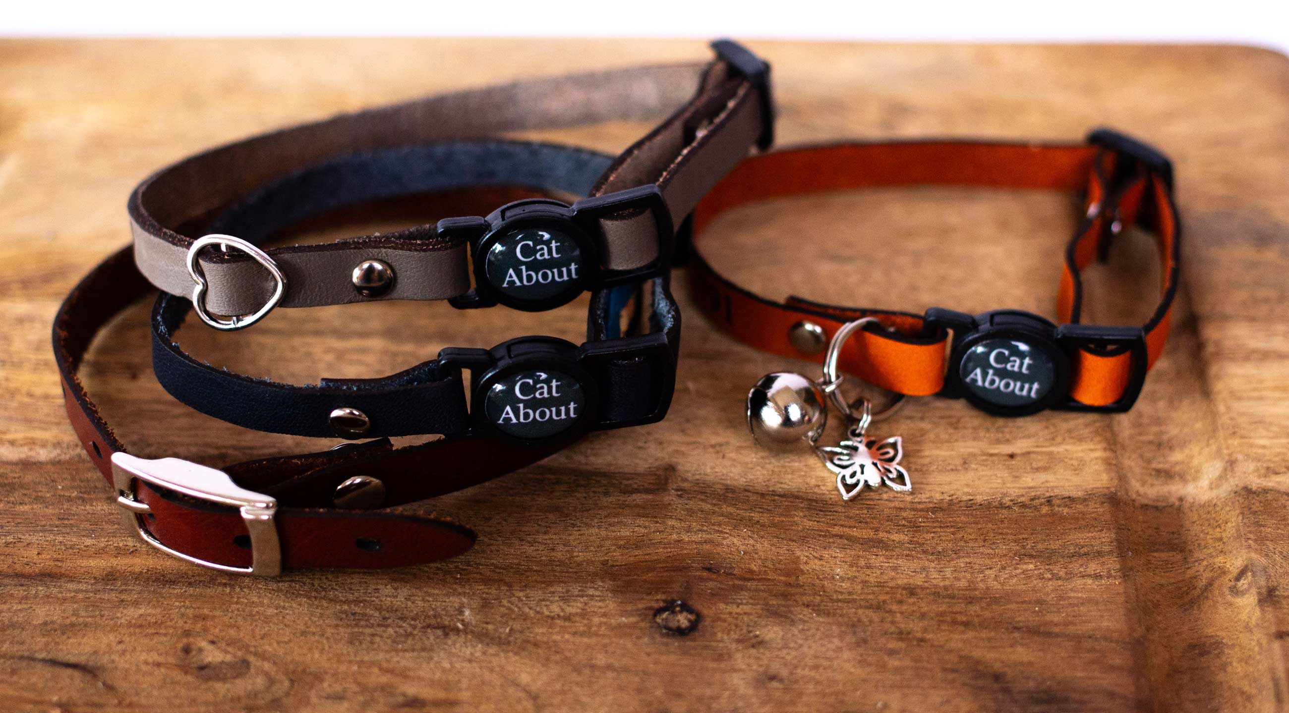 Personalized Cat ID Collar with Bell and Butterfly Charm - Handmade