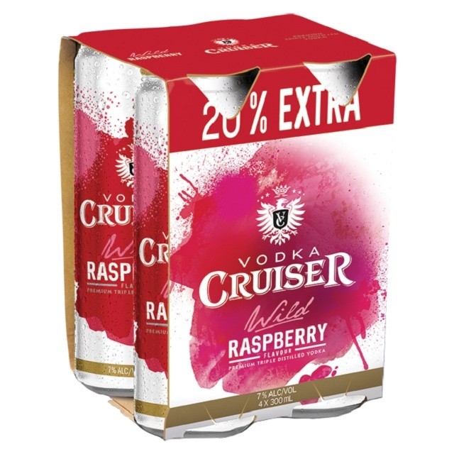 Cruiser Raspberry 7% 300ml (4 Cans) - Liquid Library