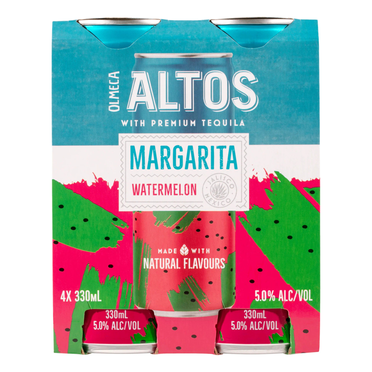 Olmeca Altos Watermelon Margarita 5% 300ml (4 Cans) - Liquid Library