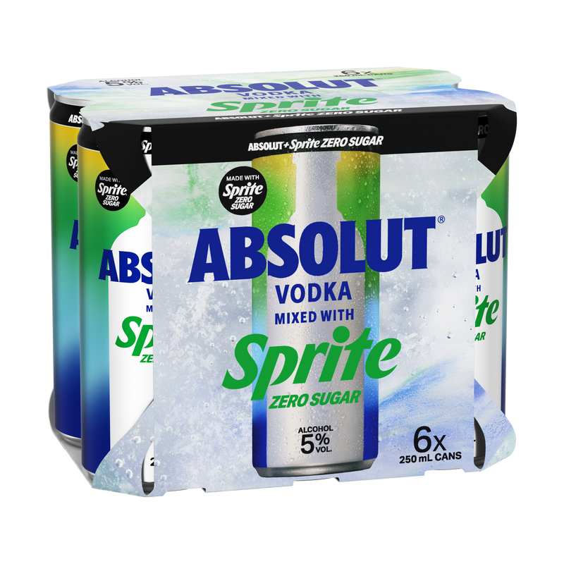 Absolut Vodka with Sprite Zero Sugar 5% 250ml (6 Cans) - Liquid Library