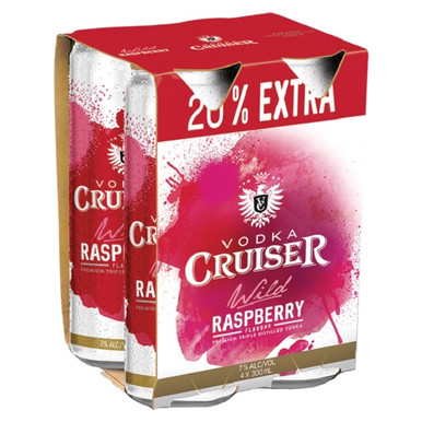 Cruiser Raspberry 7% 300ml (4 Cans) - Liquid Library