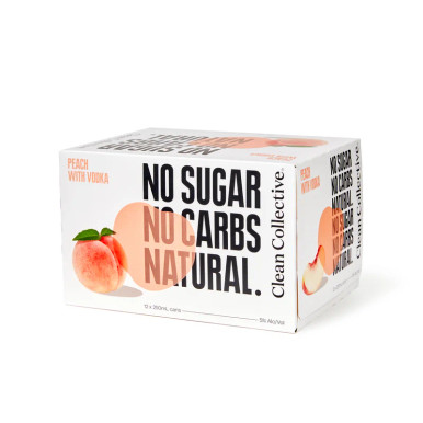 Clean Collective Peach With Vodka 5% 330ml (12 Cans) - Liquid Library