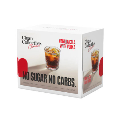 Clean Collective Vanilla Cola with Vodka 5% 250ml (6 Cans) - Liquid Library