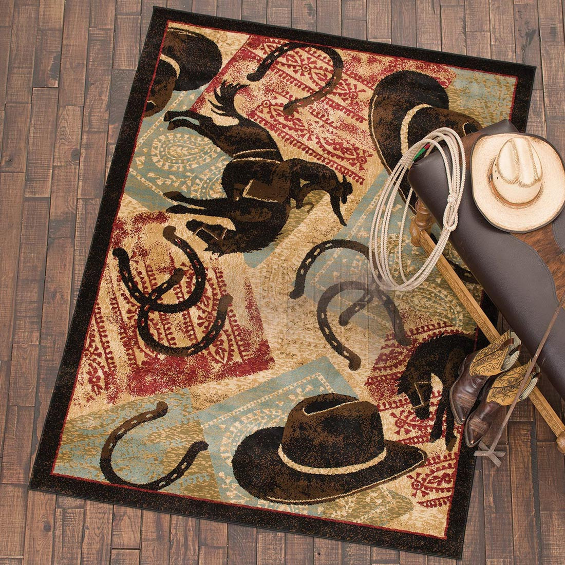 Cowboy Brands Rug - 8 Foot Round | Lone Star Western Decor