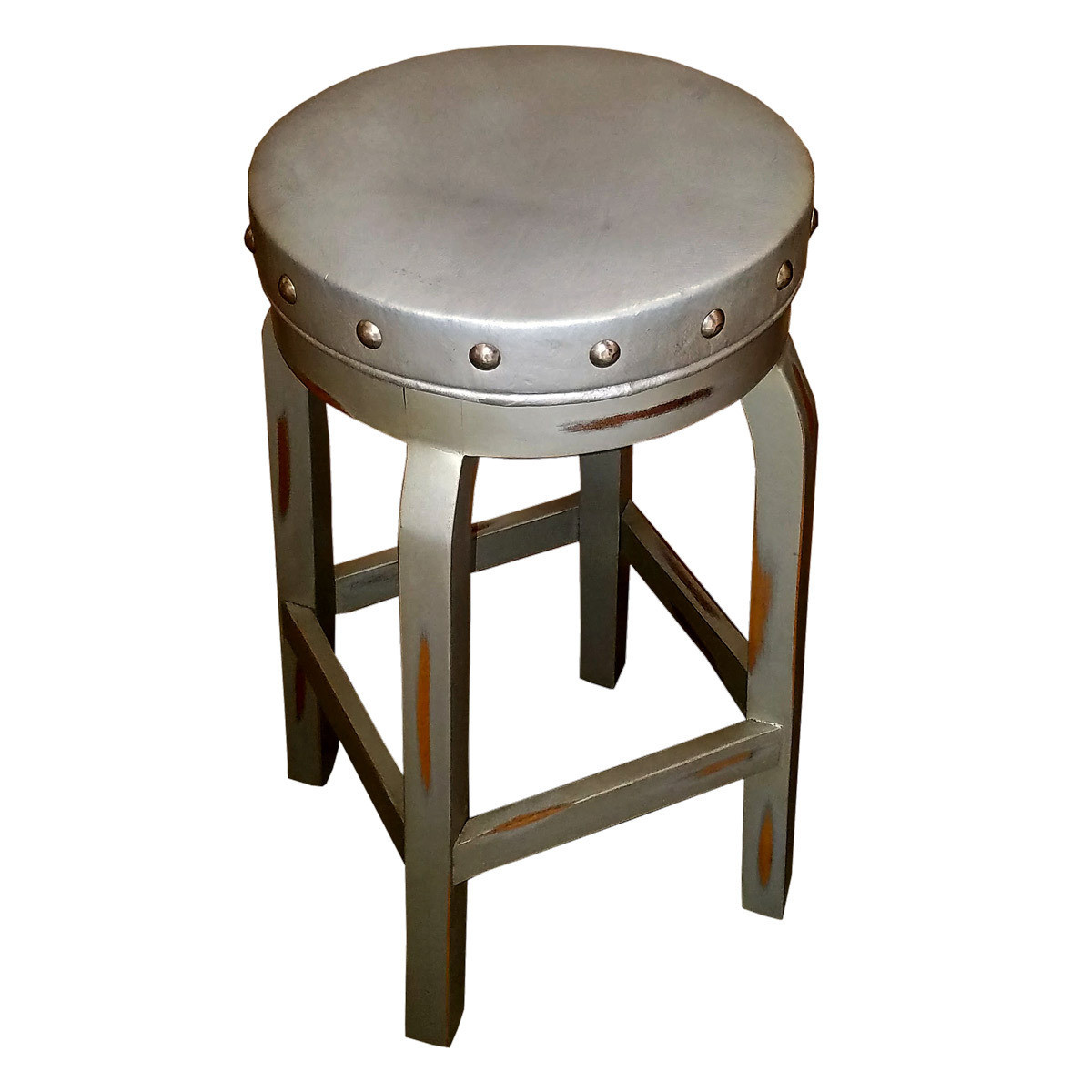 Charlotte Silver Stool | Lone Star Western Decor