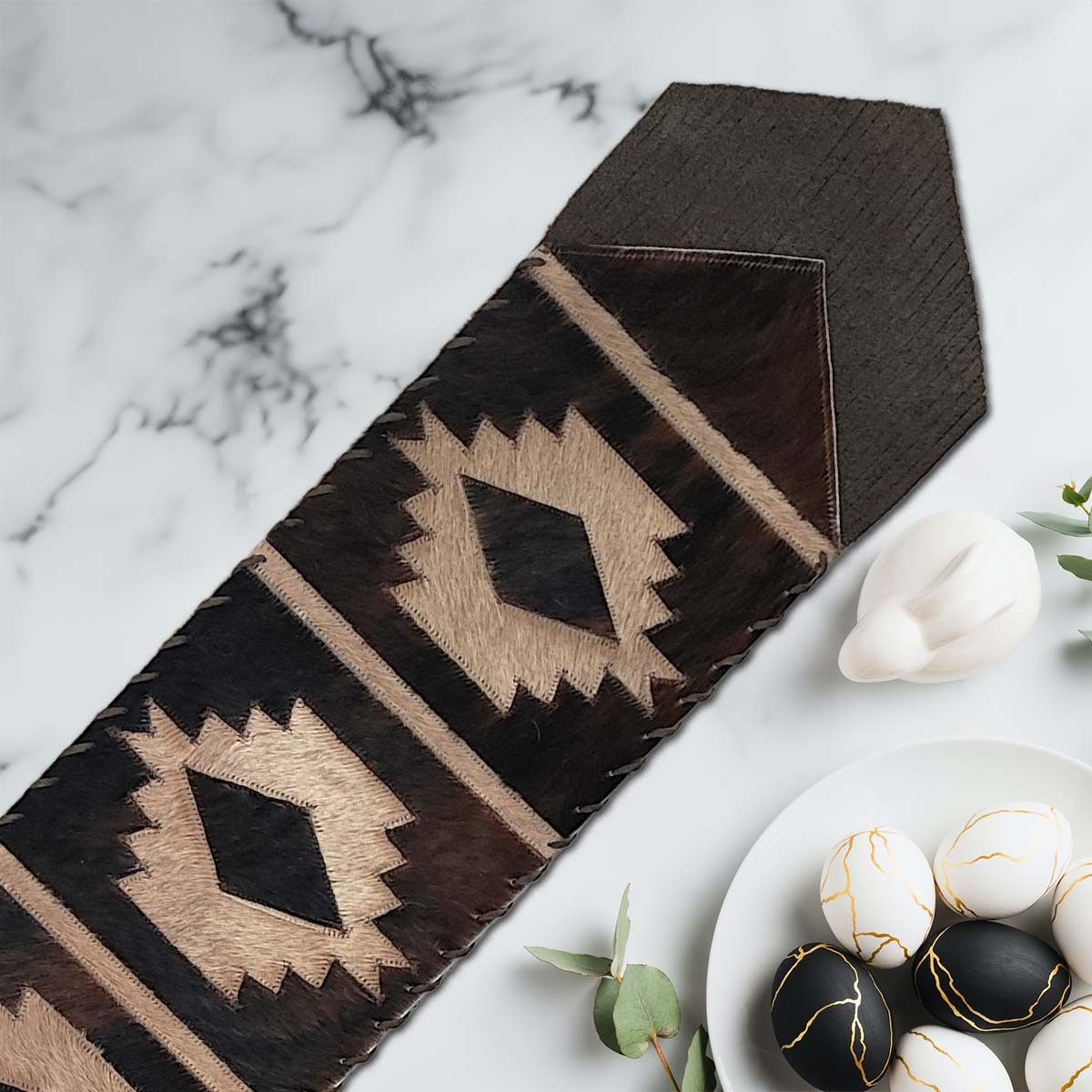 Fringed Brindle Step Pattern Table Runners | Lone Star Western Decor