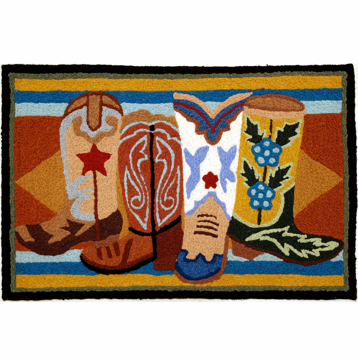 Boot Lineup Indoor/Outdoor Rug | Lone Star Western Decor