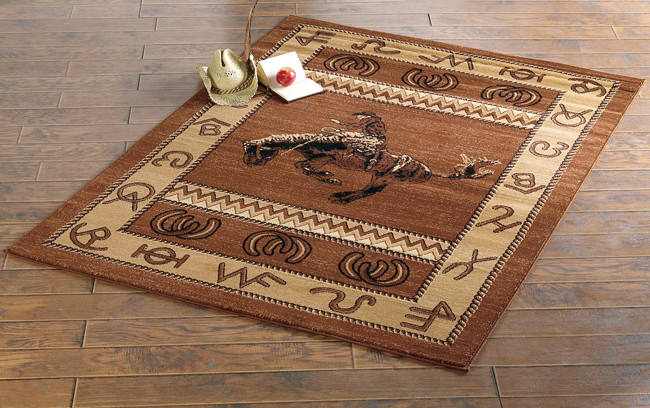 Bucking Bronco Rug - 2 x 3 | Lone Star Western Decor