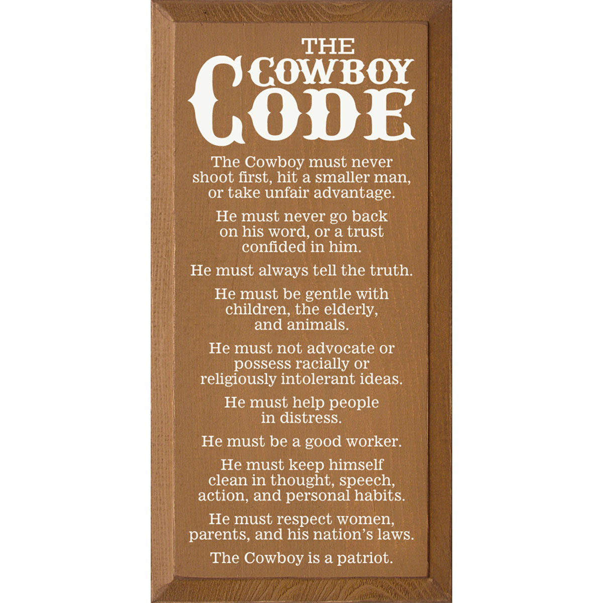 Cowboy Code Wood Sign | Lone Star Western Decor