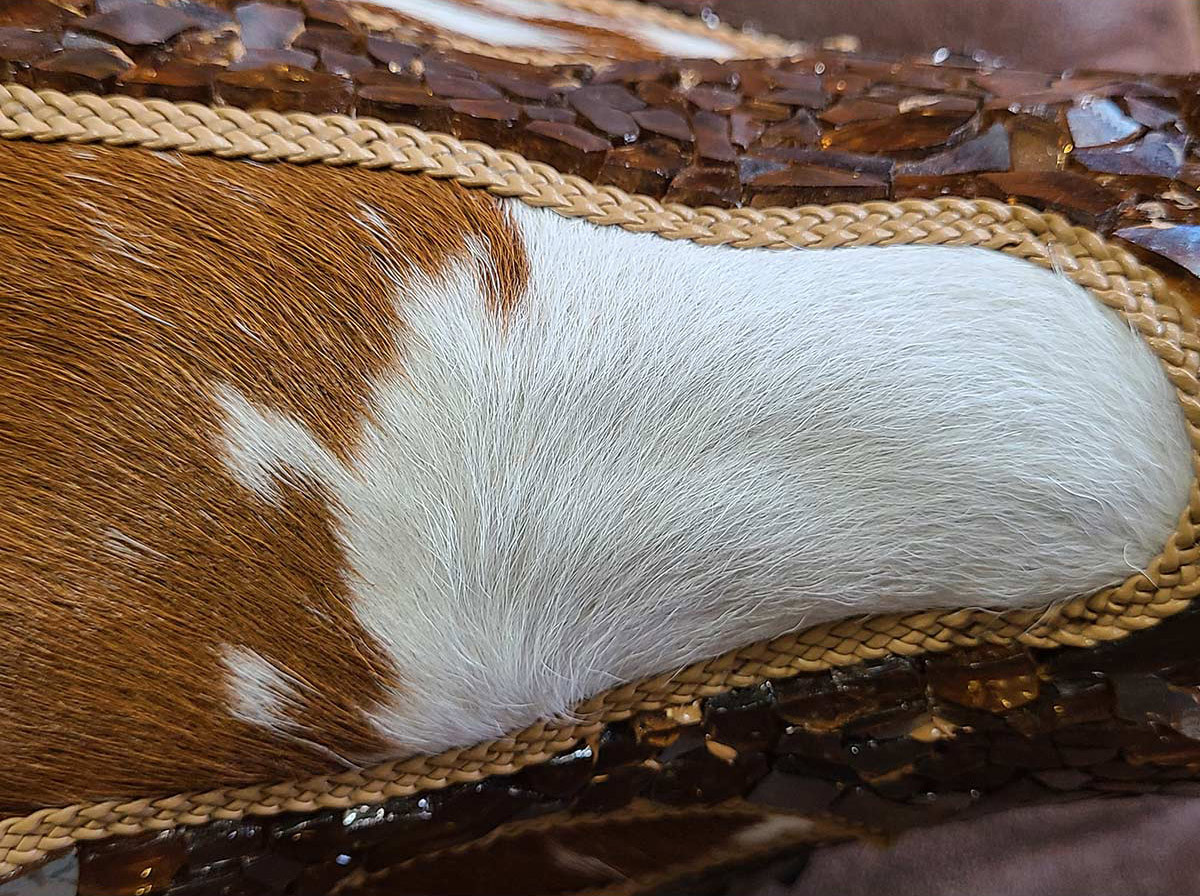 Authentic Longhorn Skull with Brown Cowhide & Copper Glass | Lone Star ...