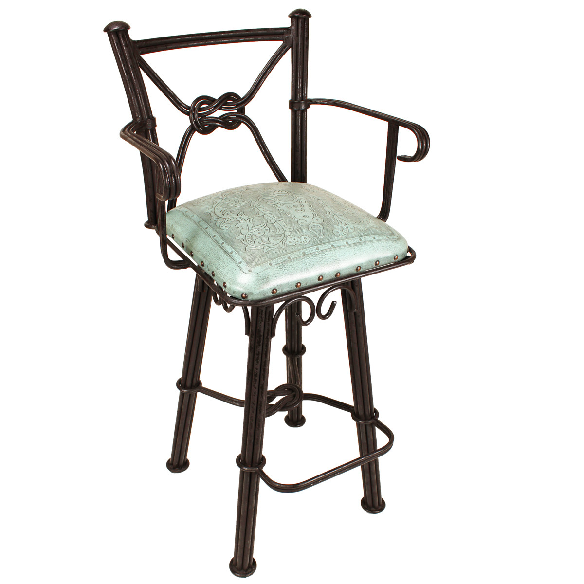 Coronado Swivel Counter Stool w/Arms - Colonial Turquoise | Lone Star ...
