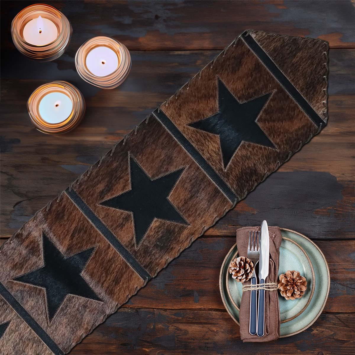 Texas Star Cowhide Table Runners | Lone Star Western Decor