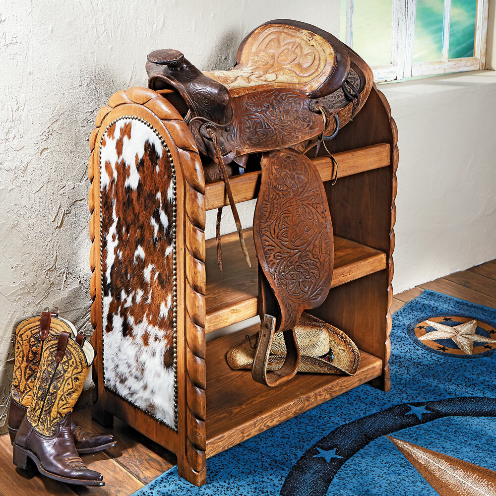Cowhide Saddle Stand | Lone Star Western Decor