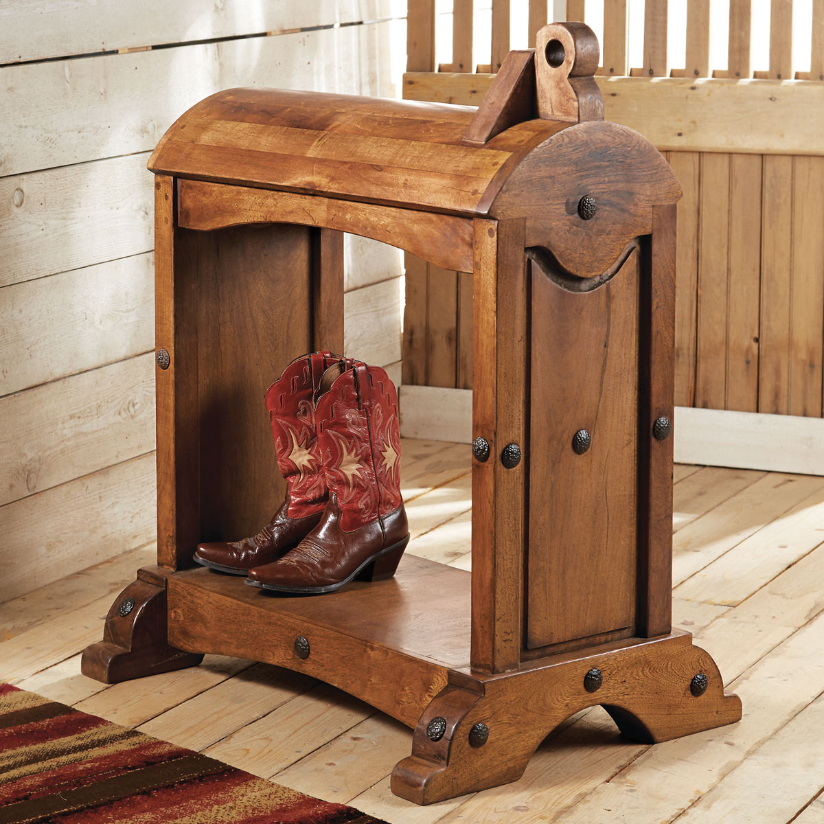 Rustic Bar Furniture | Mesquite Saddle Stand | Lone Star Western Decor
