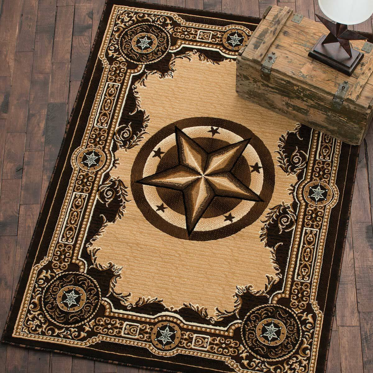 Western Star Chocolate Rug - 8 x 10 | Lone Star Western Decor