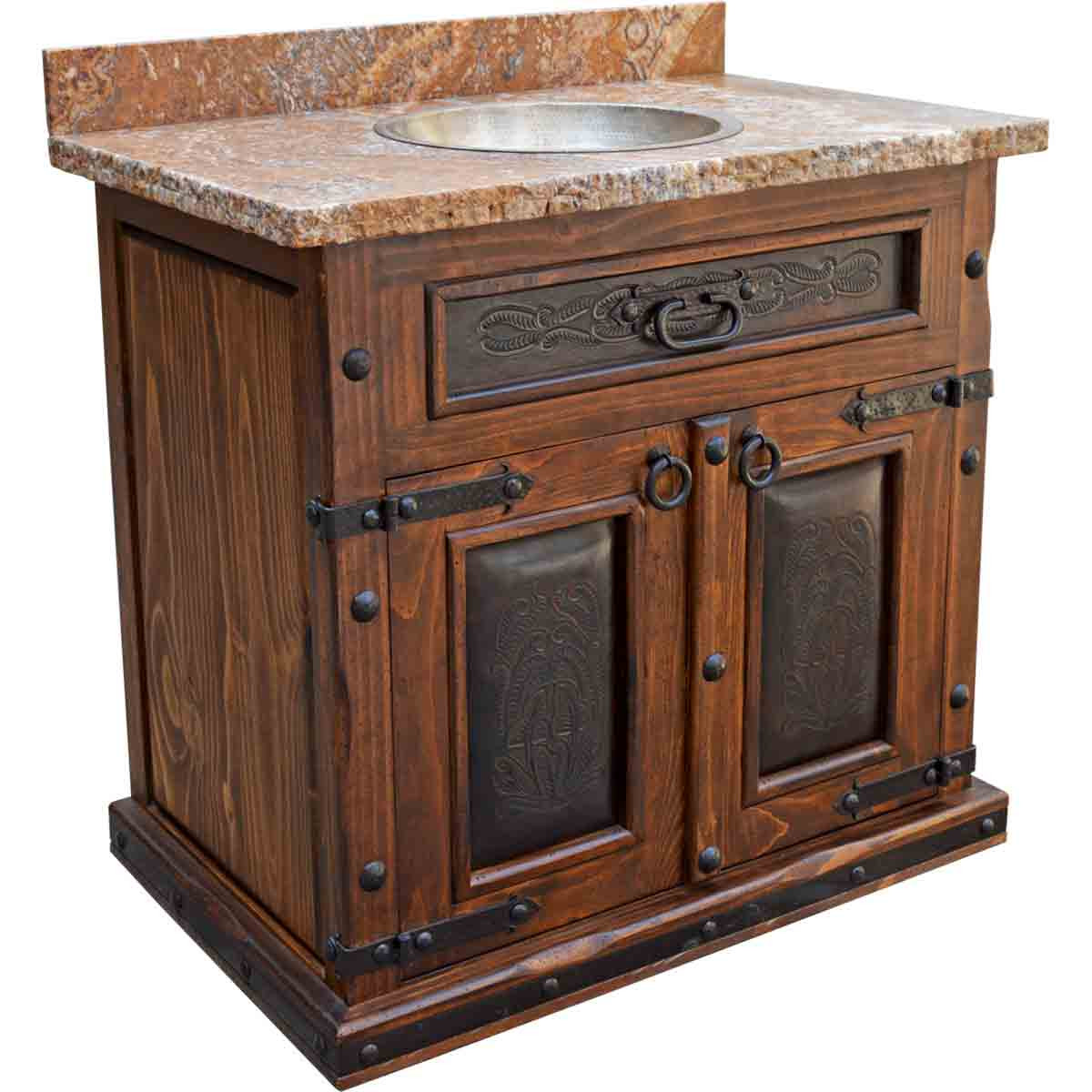 Statesman Tooled Leather Vanity | Lone Star Western Decor
