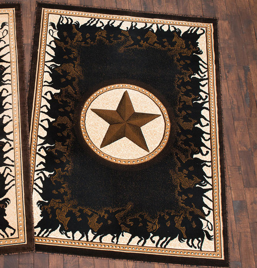 Lone Star Riders Black Rug - 5 x 7 | Lone Star Western Decor