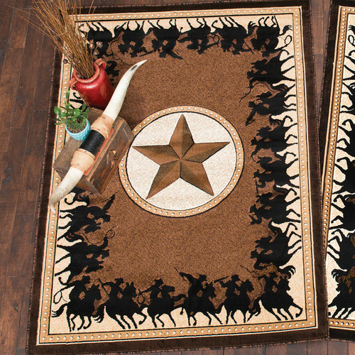 Lone Star Riders Chocolate Rug - 8 x 10 | Lone Star Western Decor