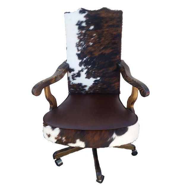 Cowboy King Cowhide Office Chair - Tall | Lone Star Western Decor