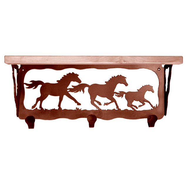 Cowboy Coat Racks: Wild Horses 20-Inch Coat Rack with Shelf | Lone Star ...