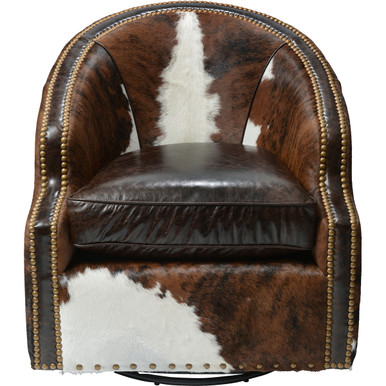 Custom Rodeo Cowhide Swivel Chair Southwestern Furniture from Lone Star Western Decor