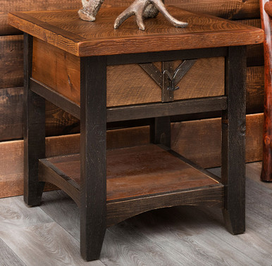 Yellowstone Dutton 1 Drawer Side Table with Shelf | Lone Star Western Decor