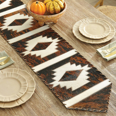Brindle Step Pattern Cowhide Table Runner - 120 Inch | Lone Star ...