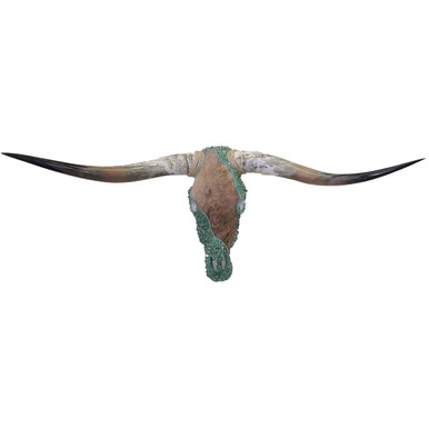 Authentic Longhorn Skull with Brindle Cowhide & Jade Glass | Lone Star ...
