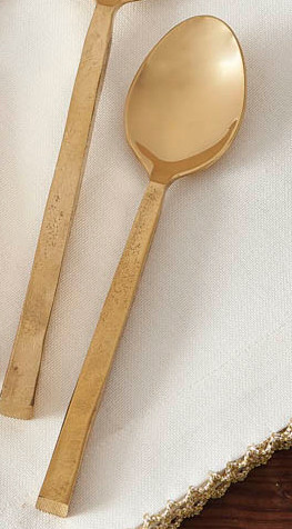 Square Handled Golden Teaspoons - Set of 4 | Lone Star Western Decor