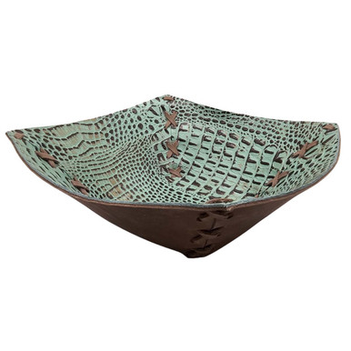 Croc Stitched Decorative Bowl - Turquoise | Lone Star Western Decor