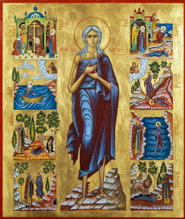 St. Mary of Egypt Icon with Scenes- Icon II - OrthodoxGifts.com