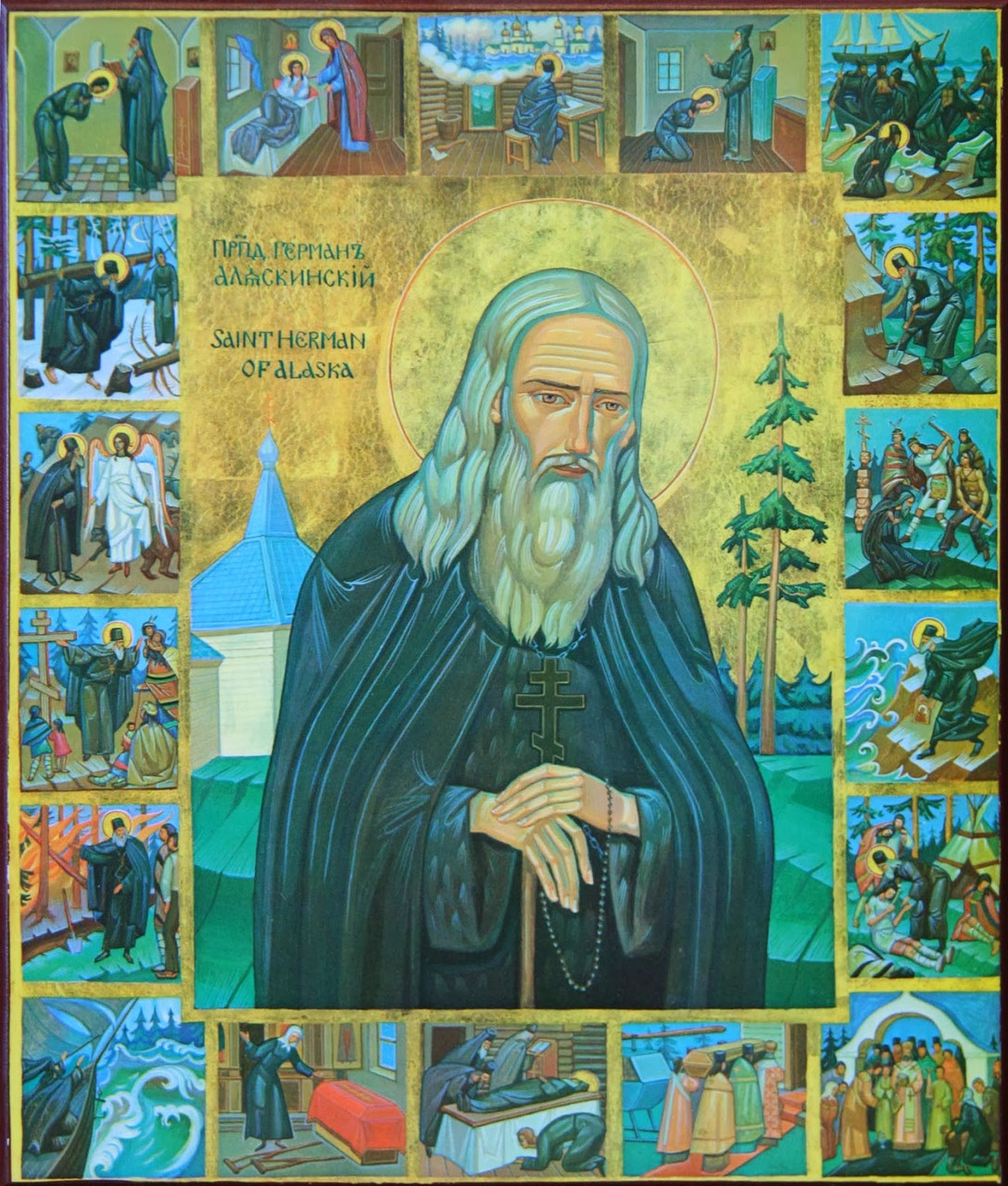 St. Herman of Alaska Icon with Scenes - OrthodoxGifts.com