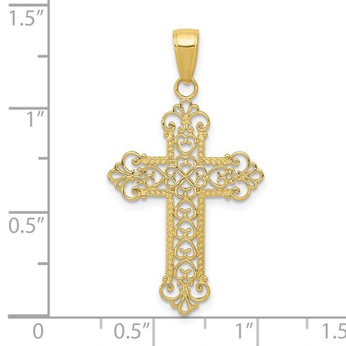 10KT Gold Royal Swirl Cross- 1 1/8" - OrthodoxGifts.com