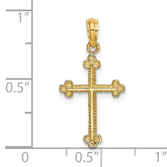 14KT Cross with Byzantine Tip Edges- 3/4" - OrthodoxGifts.com
