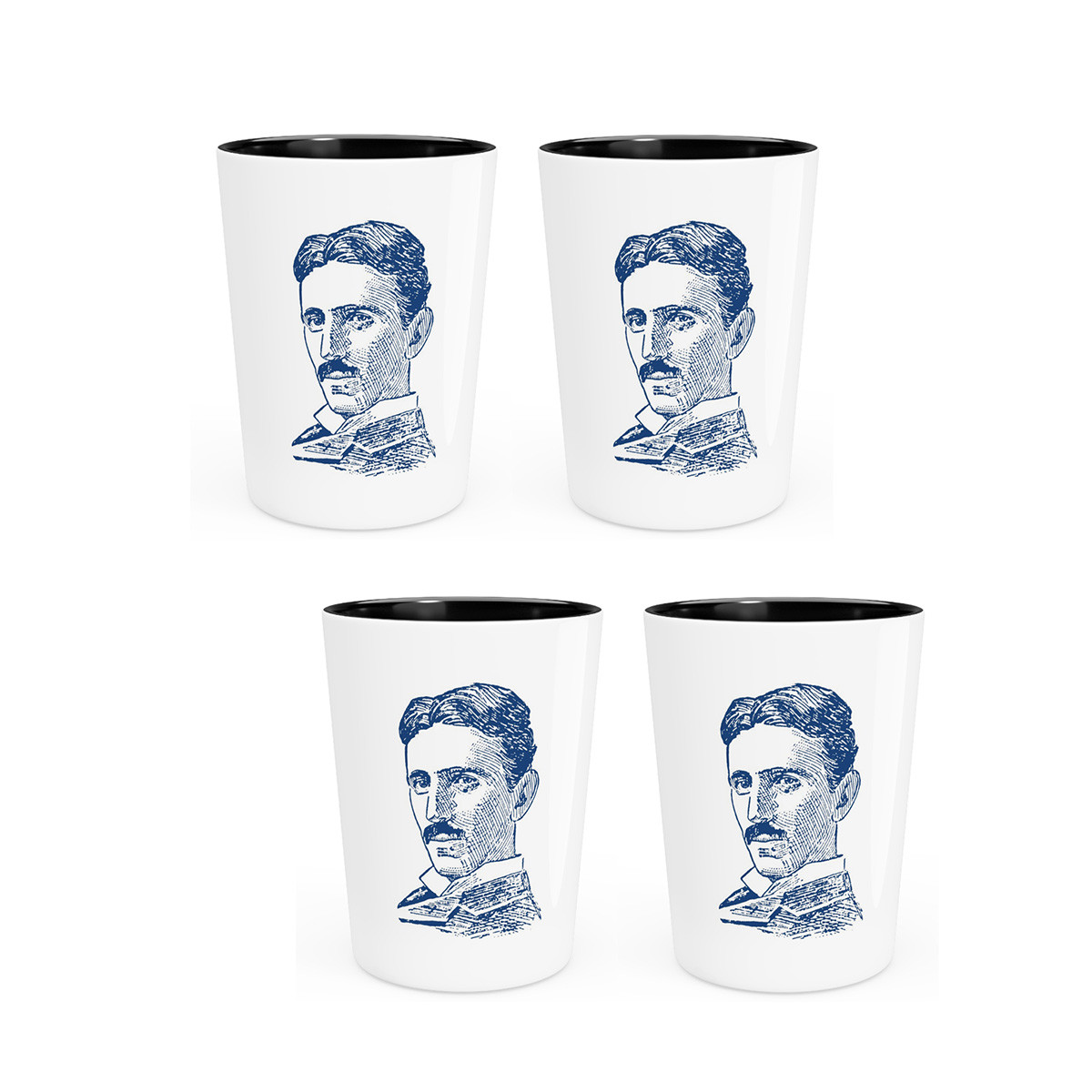 Nikola Tesla Ceramic Shot Glasses- Set of 4 - OrthodoxGifts.com