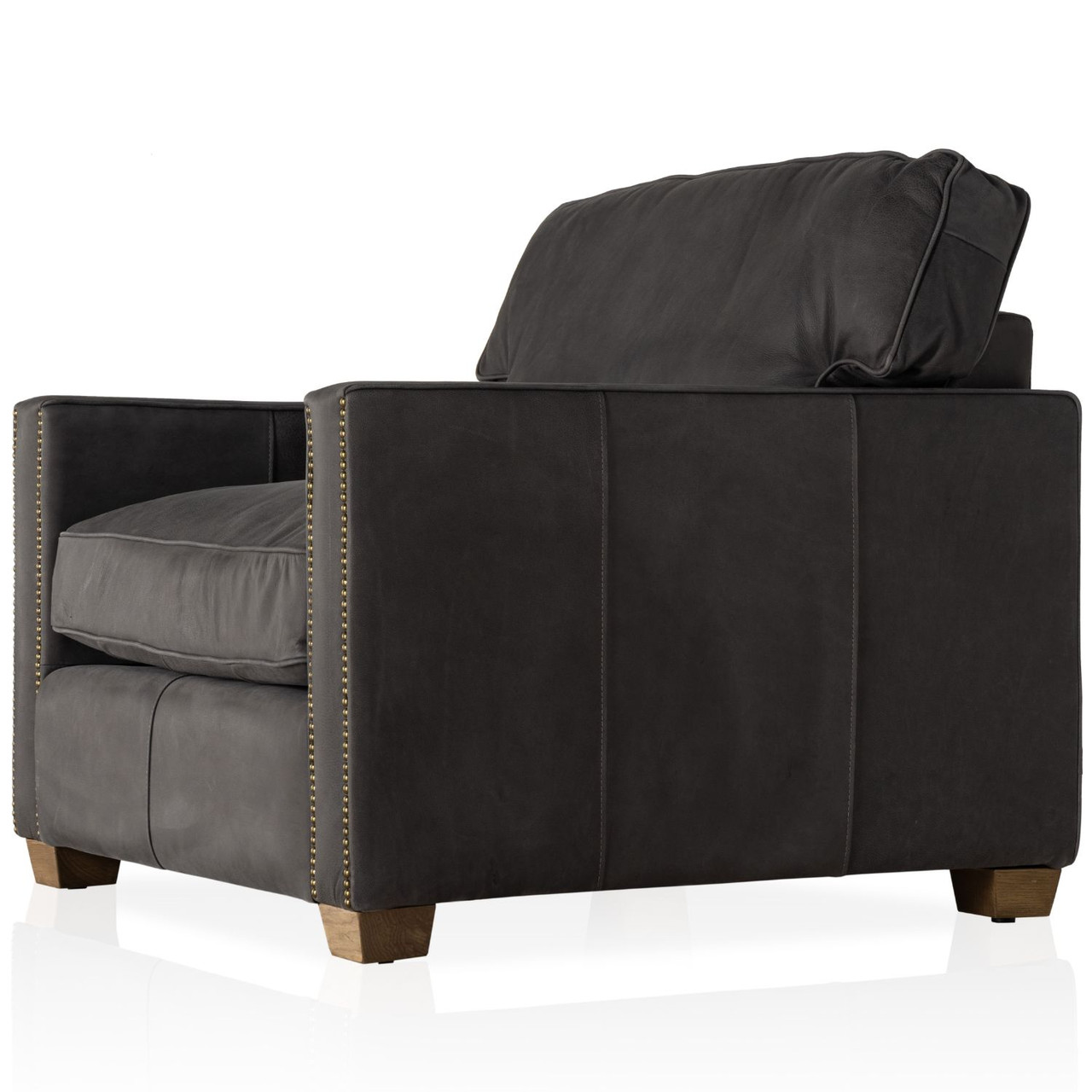 Larkin Heritage Graphite Leather Club Chair | Zin Home