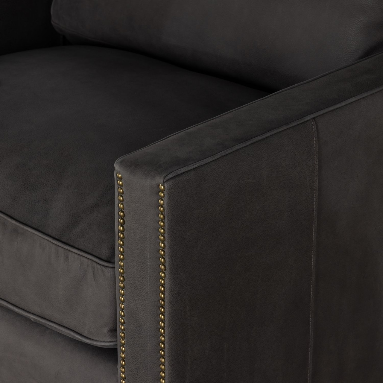 Larkin Heritage Graphite Leather Club Chair | Zin Home