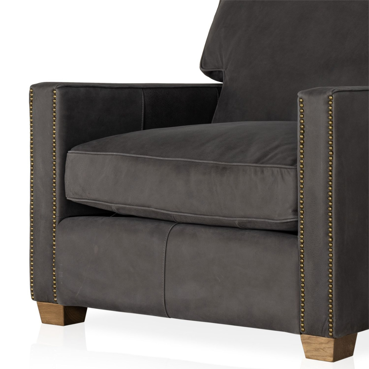 Larkin Heritage Graphite Leather Club Chair | Zin Home