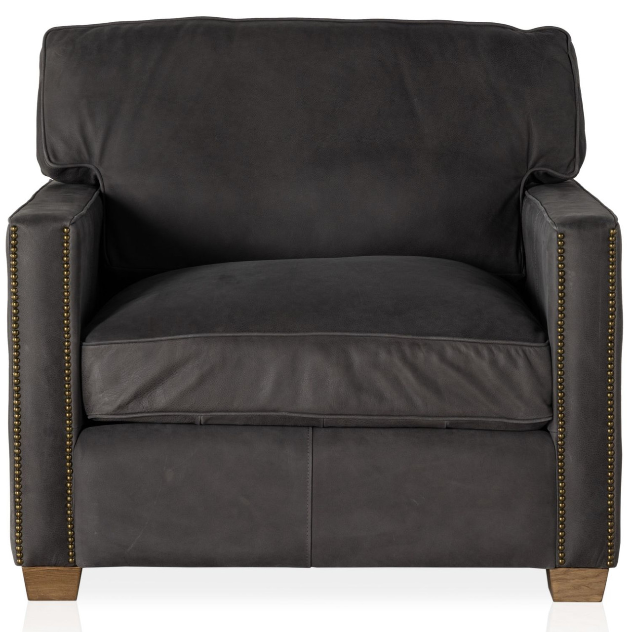 Larkin Heritage Graphite Leather Club Chair | Zin Home