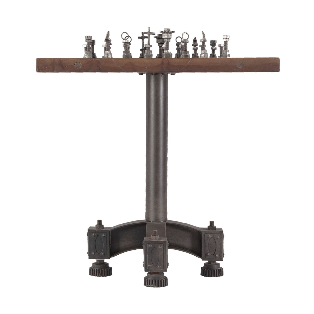 Industrial Iron and Wood Chess Table 30" | Zin Home