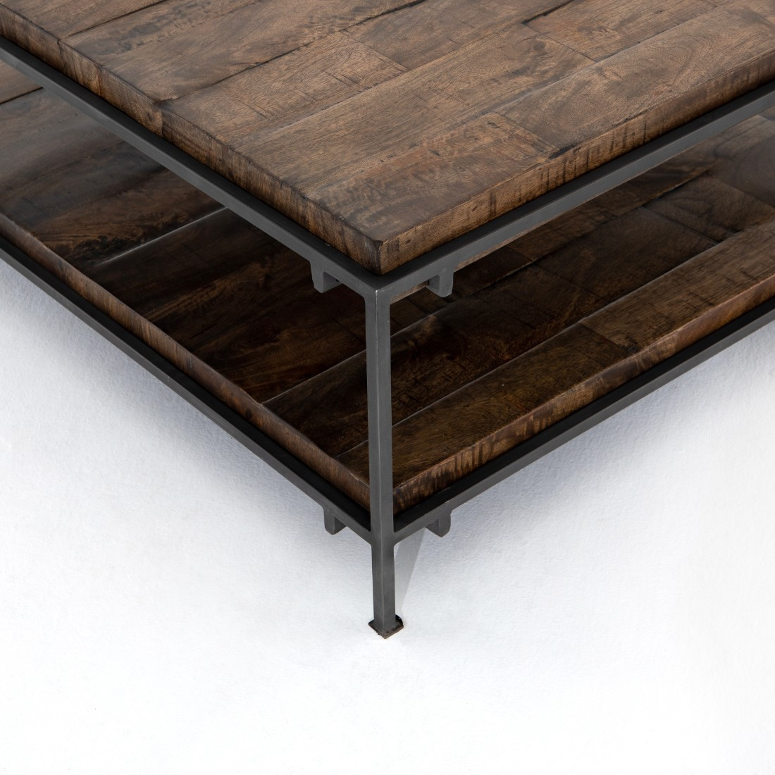 Barton Iron Leg Slab Wood Top Square Coffee Table 38" | Zin Home