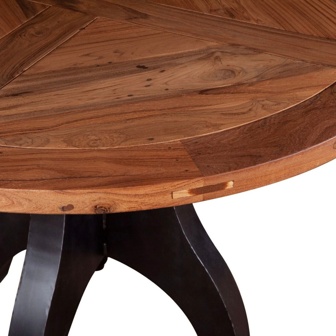 Bowery 48" Adjustable Round Dining Table Weathered Teak | Zin Home